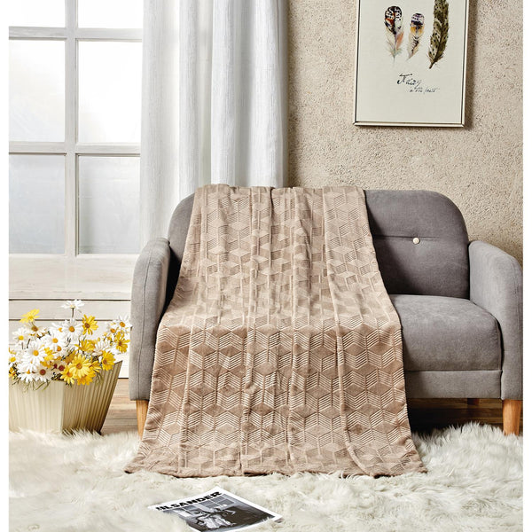 Amrani Bedcover Embossed Blanket Soft Premium Microplush Taupe by Plaz ...